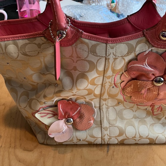 Coach | Bags | Coach Signature Purse With Flowers | Poshmark